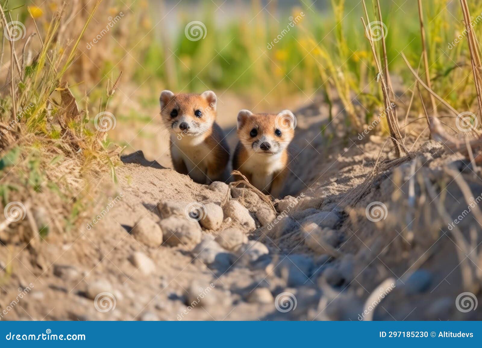Black-footed Ferrets Exploring in a Conservation Area Stock Photo ...