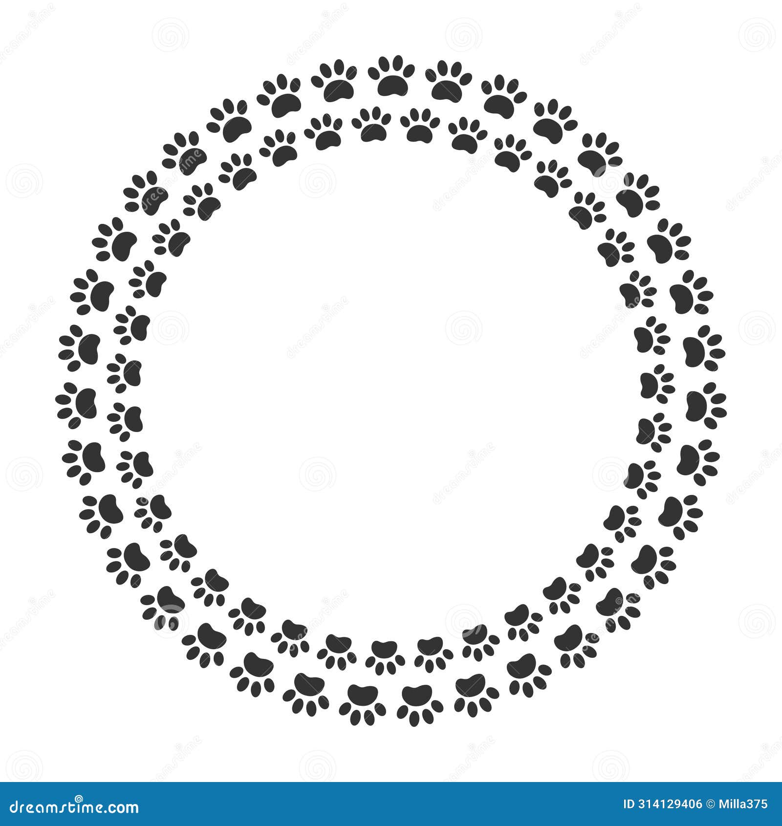 Black Pawprints Animals Circle Icon or Frame Vector Design Template. Stock Vector - Illustration ...