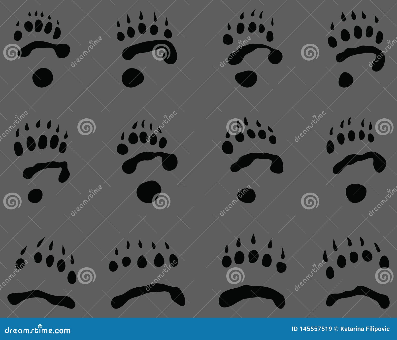 Black footprints of panda stock illustration. Illustration of wildlife ...