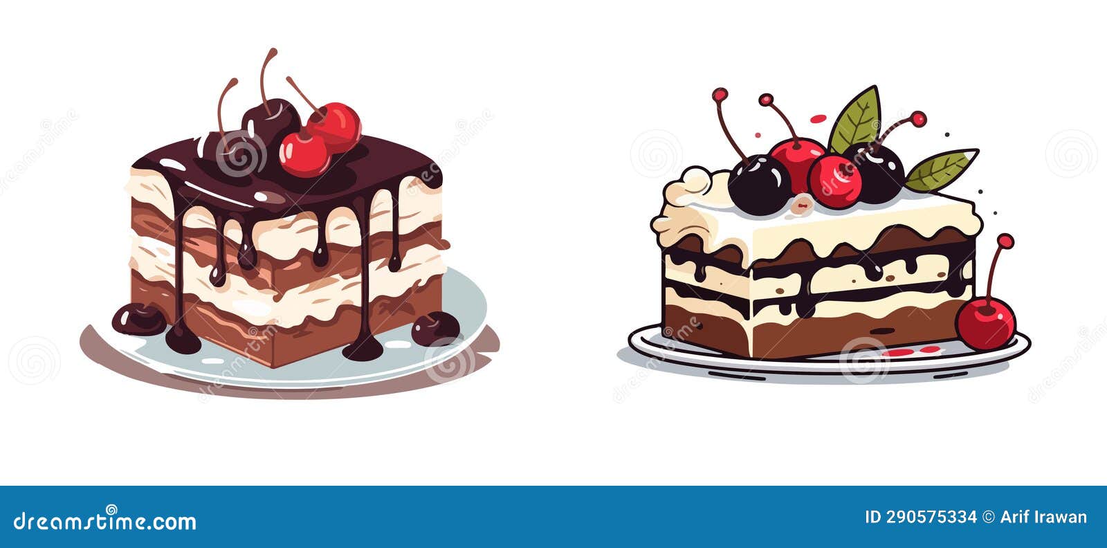 Black Forest Cake Dessert Vector Art Stock Illustration - Illustration ...