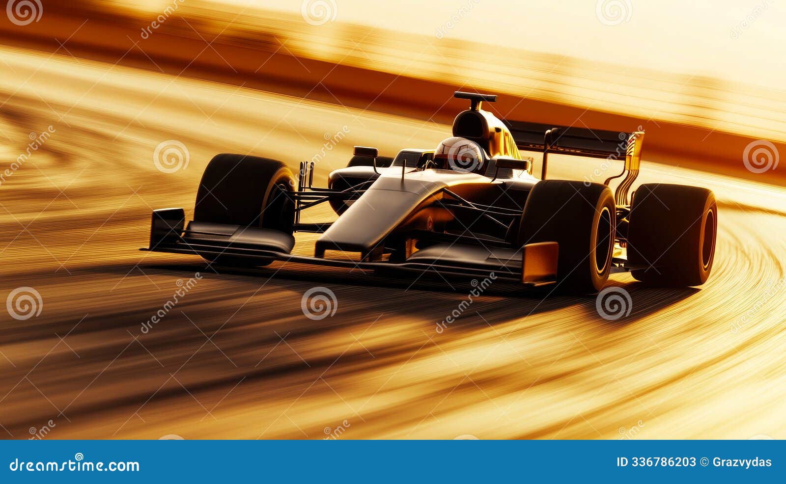 Black Formula Car Speeding with Motion Blur on the Track Stock ...
