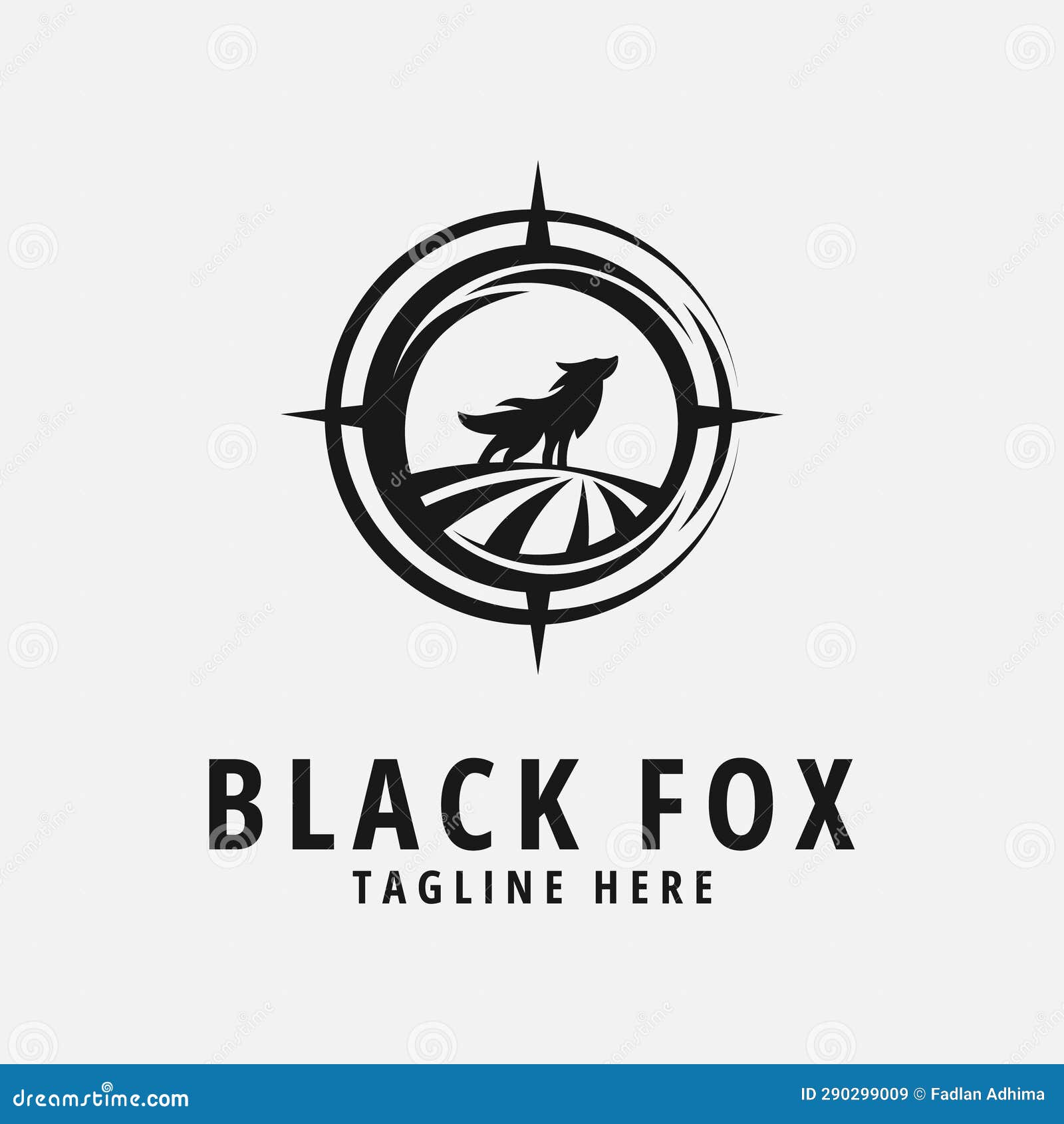 Black Fox Logo Design Inspiration with Compass Illustration Stock ...