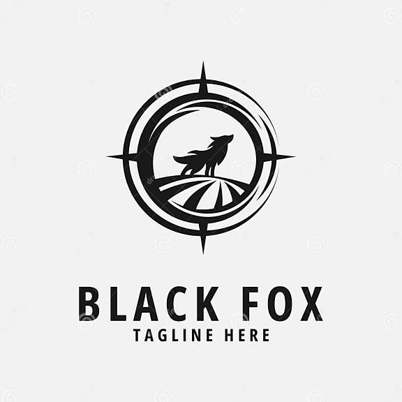 Black Fox Logo Design Inspiration with Compass Illustration Stock ...