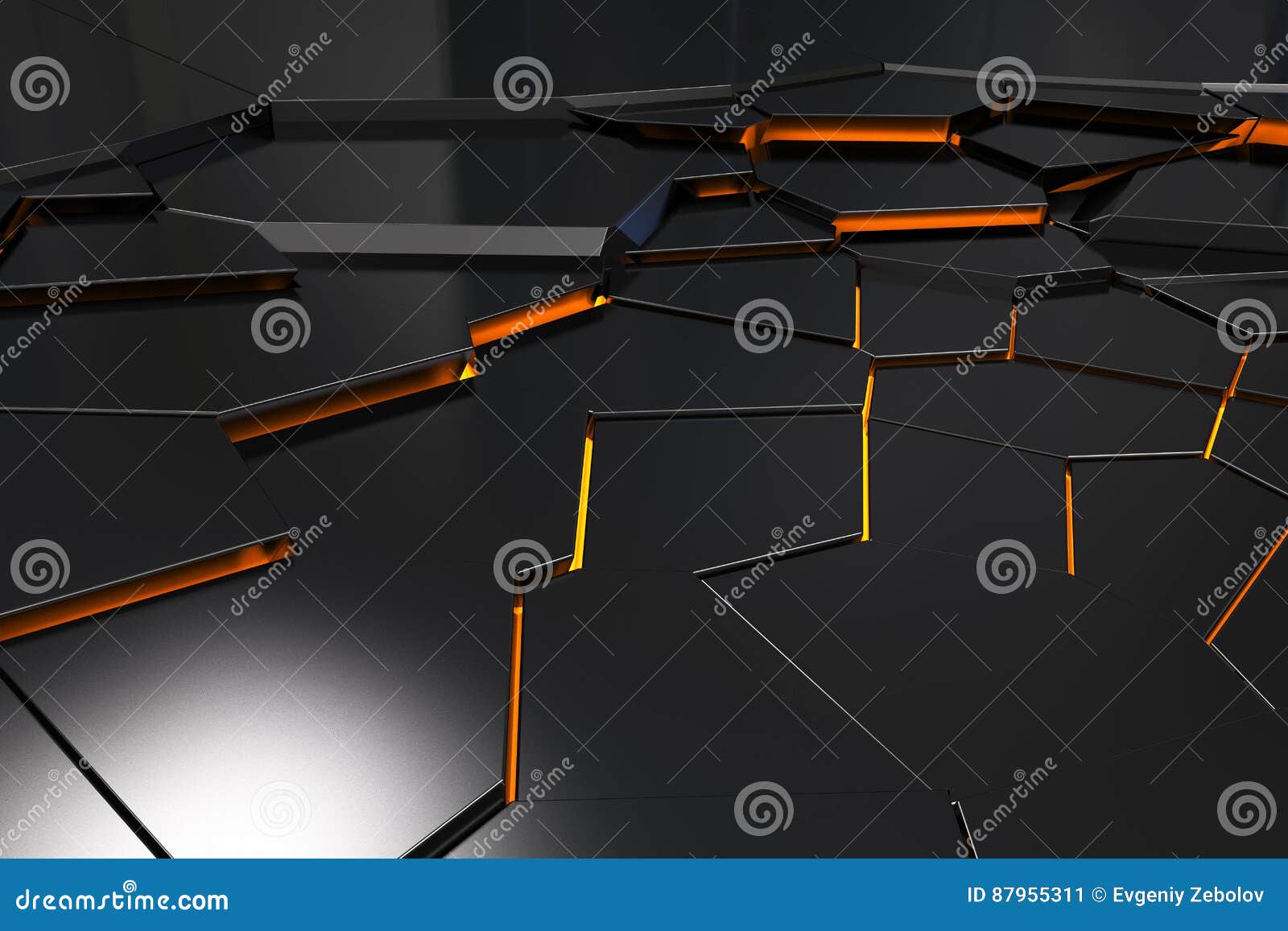 Black Fractured Surface with Colored Glowing Lines Stock Illustration ...