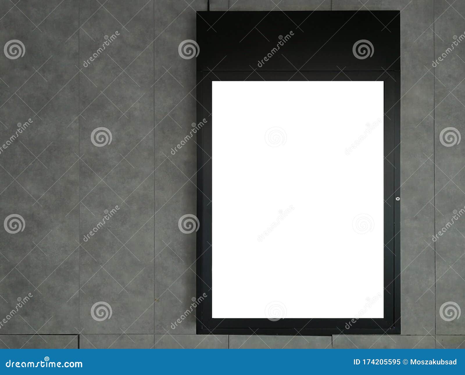 Black Frame Advertising Signs with White Background on Bare Cement ...