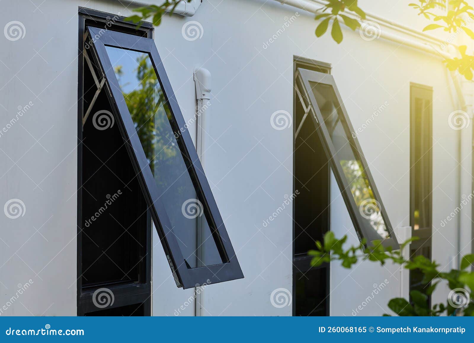 Black Frame Aluminium Windows Of Building Stock Image | CartoonDealer ...