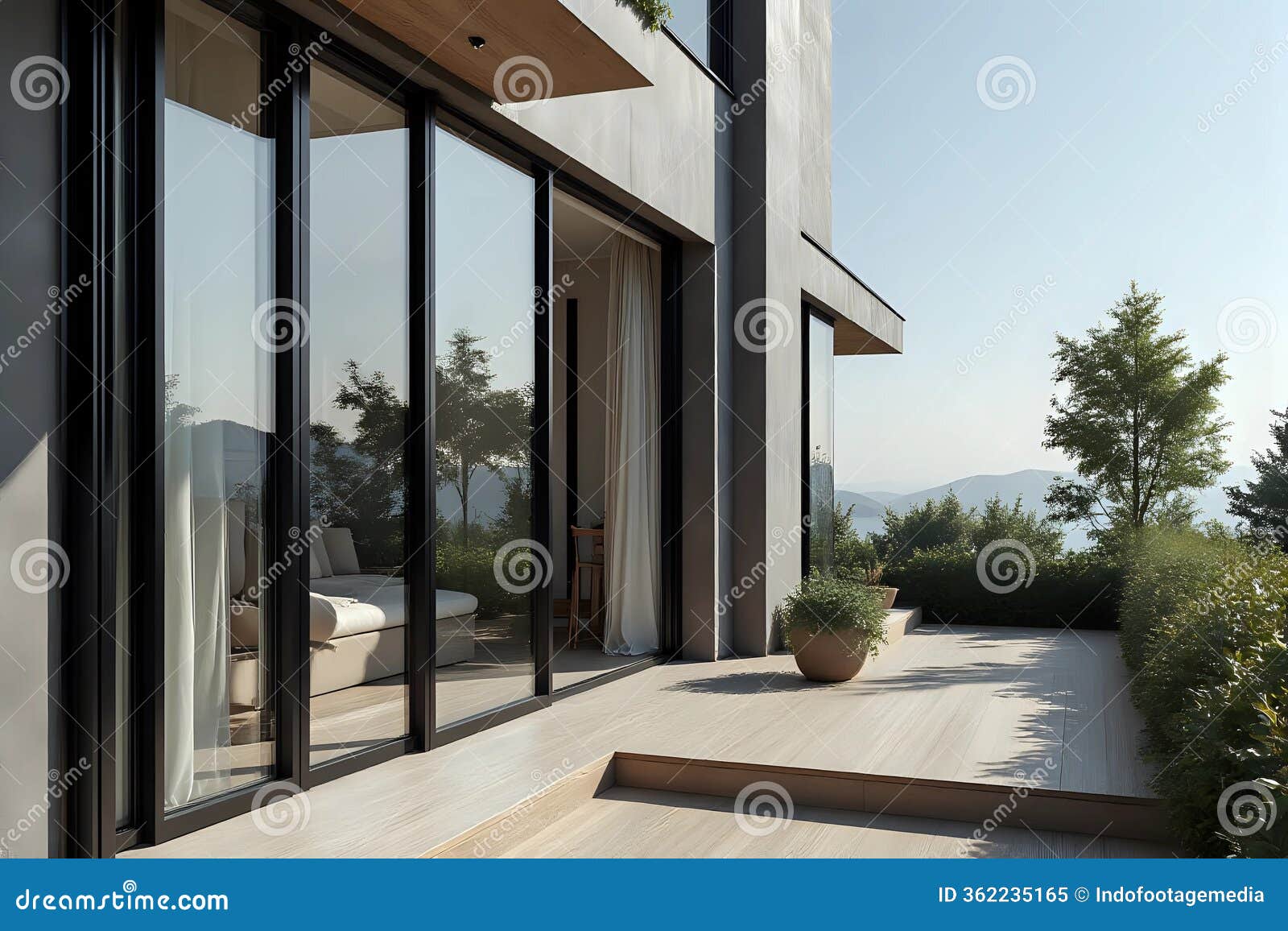 Aluminium Windows With View Of The Beach, Waves Rolling Onto The Shore ...