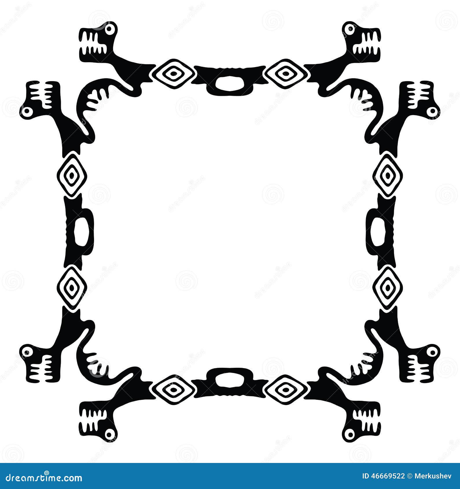 Black Frame with Dragons or Lizards, Vector Stock Vector - Illustration ...