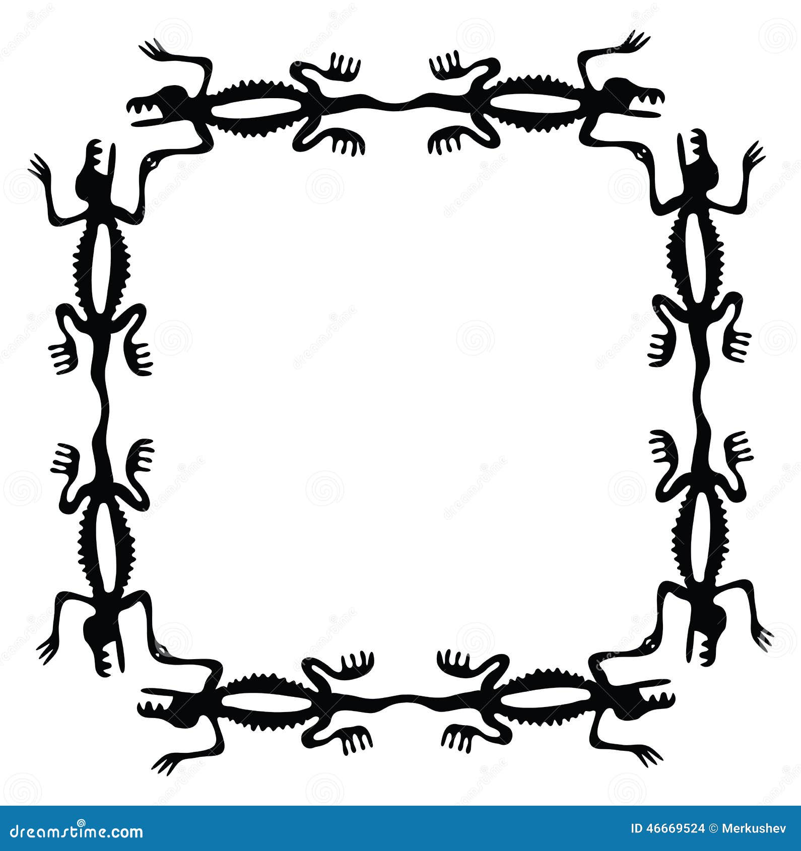 Black Frame with Dragons or Lizards, Vector Stock Vector - Illustration ...