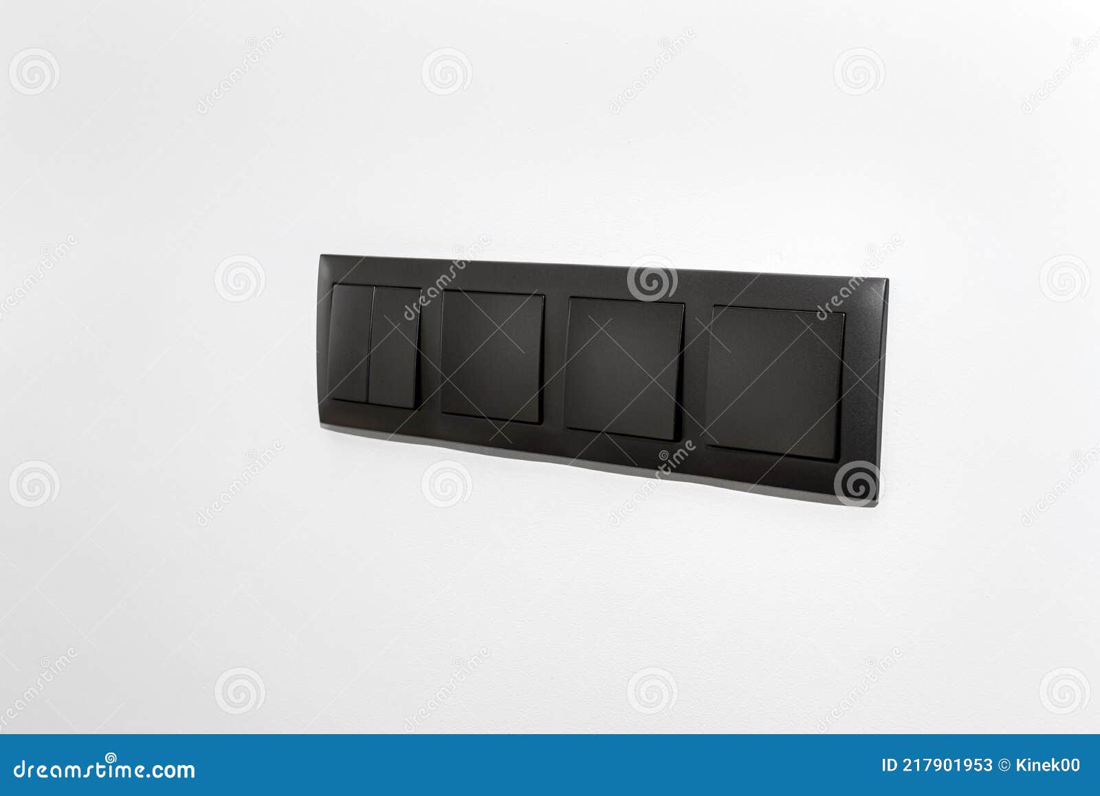 Black Frame with a Five-button Light Switch on the Gray Wall of the ...