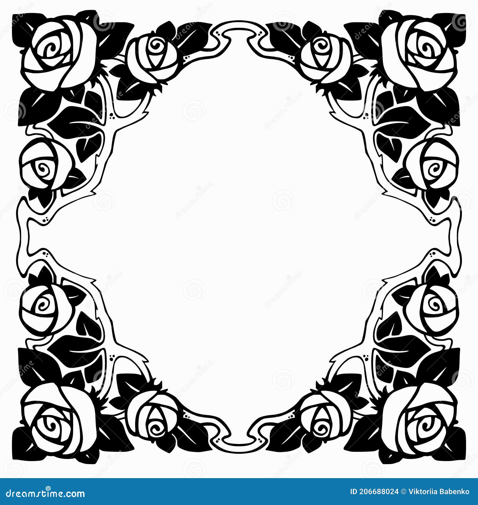 Black Frame Framed by Roses Stock Vector - Illustration of symmetry ...