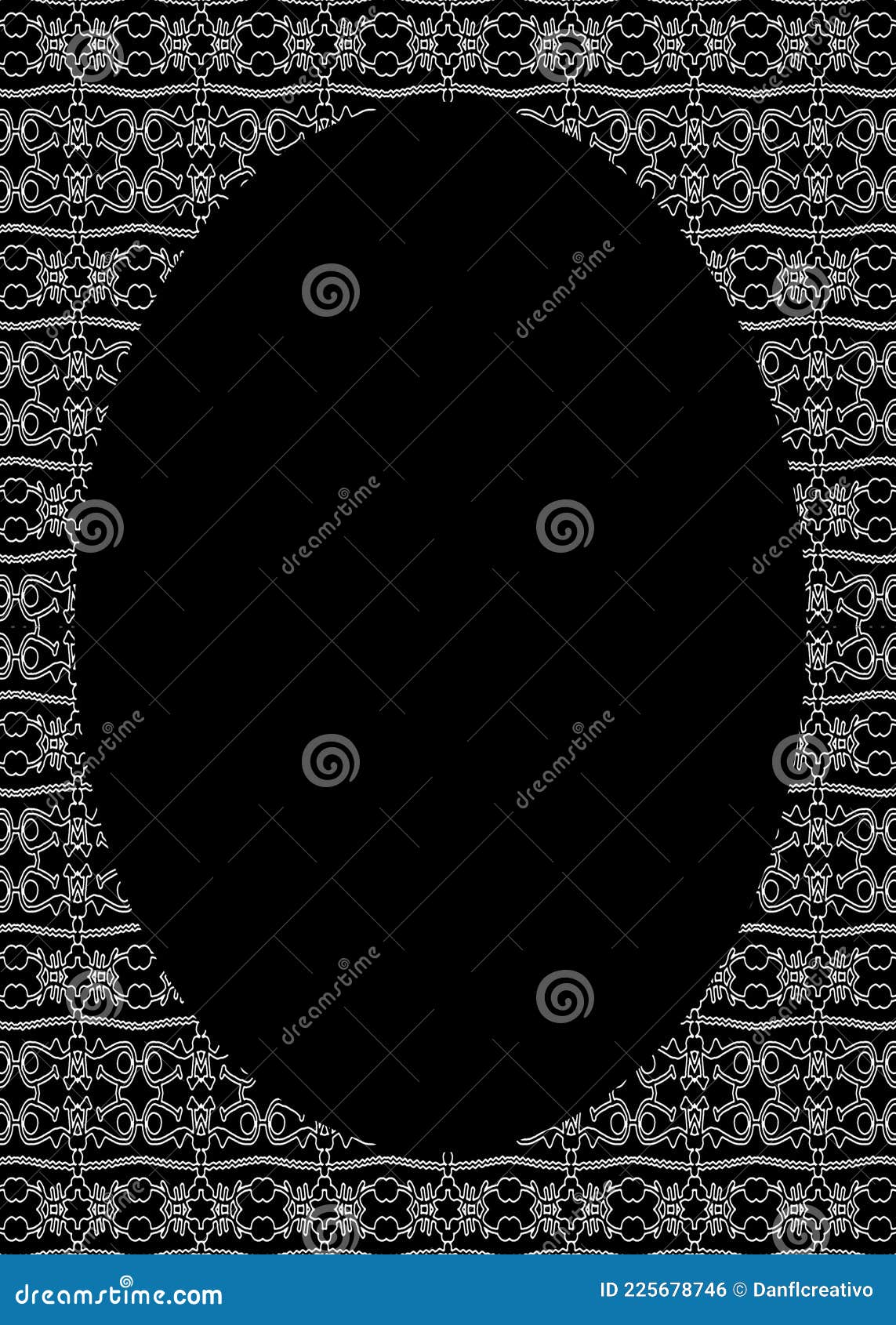 Black Frame with Linear Decorated Rounded Borders Stock Illustration ...