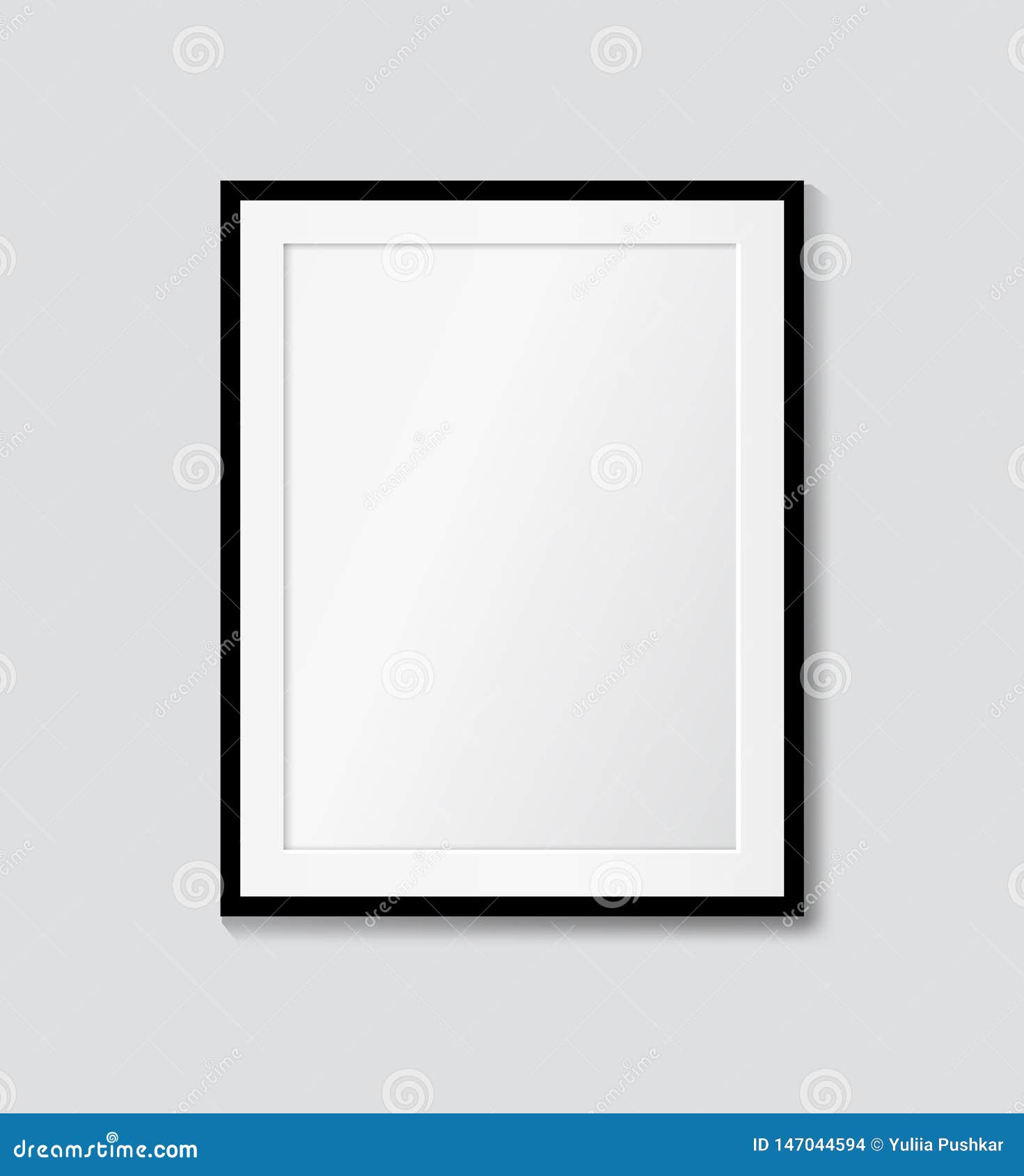 Black Frame with Passepartout on the Wall. Vector Mock Up Stock Vector ...