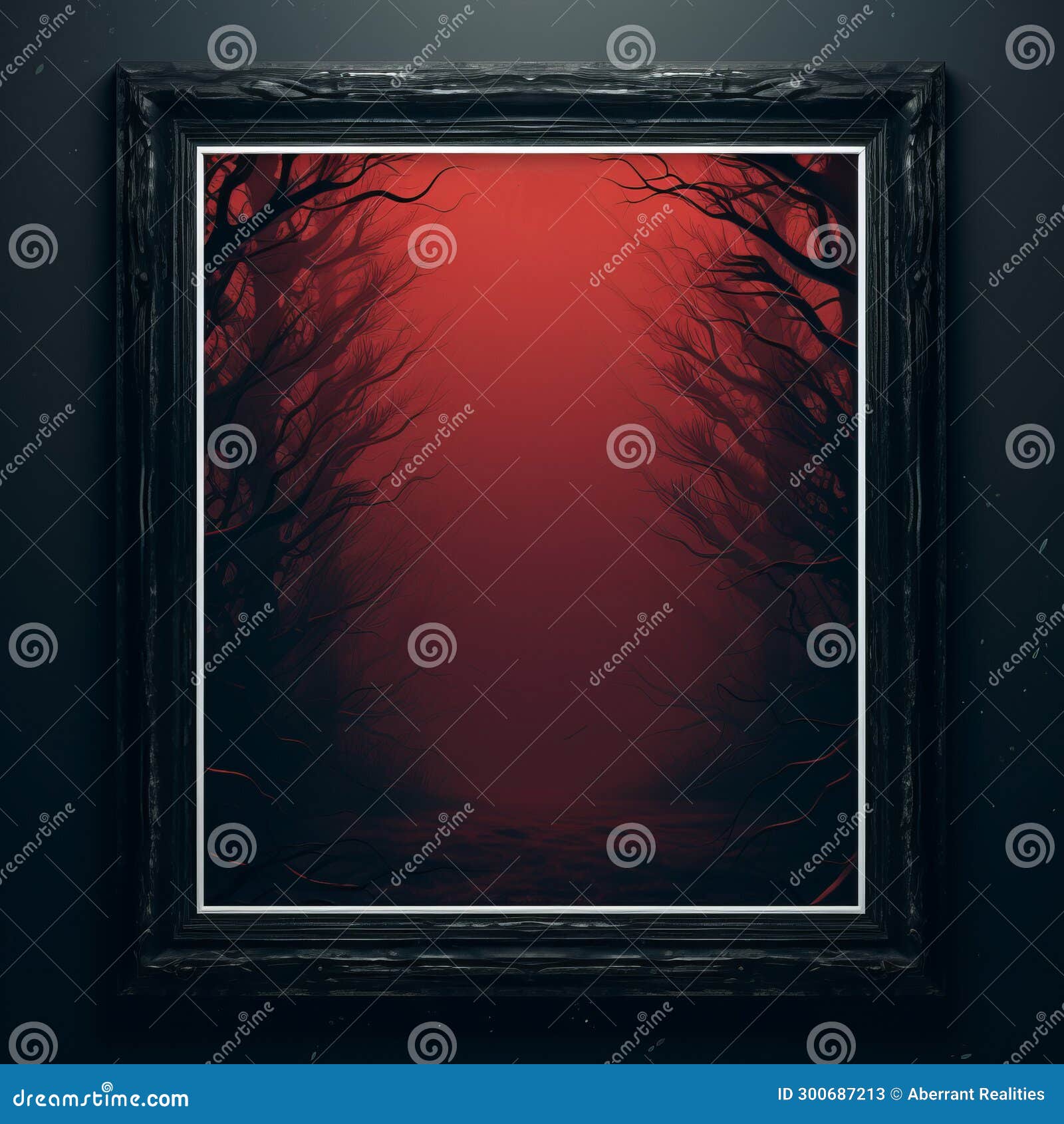 A Black Frame with Red and Black Trees on it Stock Illustration ...
