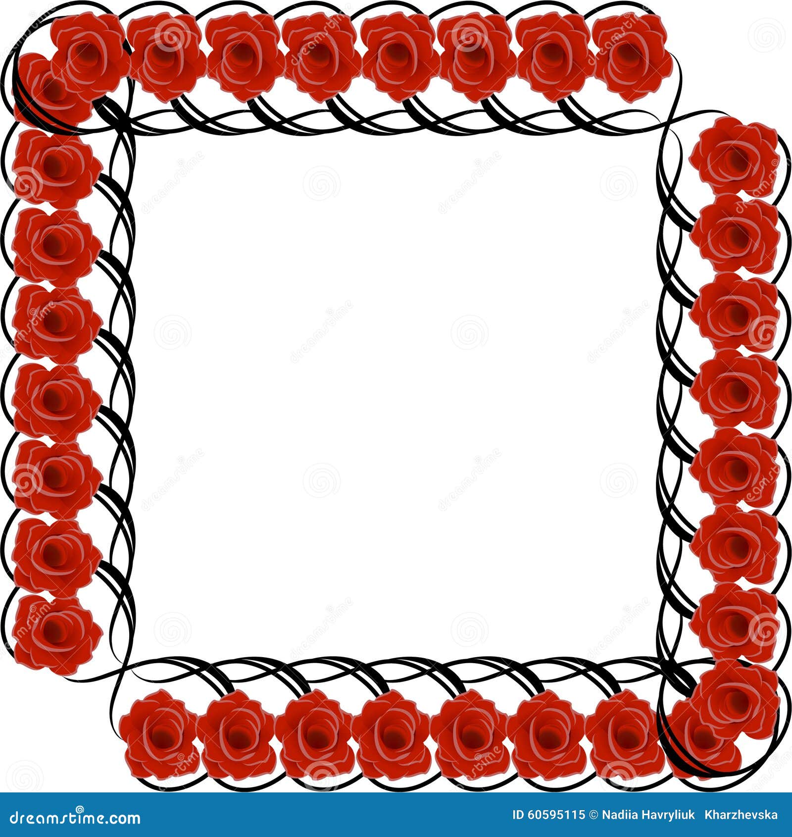 Black Frame with Red Roses. Stock Vector - Illustration of decoration ...