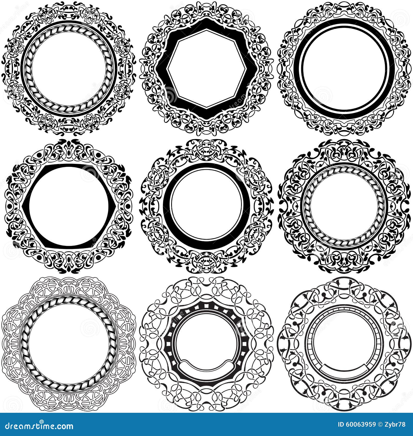 Black frame set stock vector. Illustration of decor, scroll - 60063959