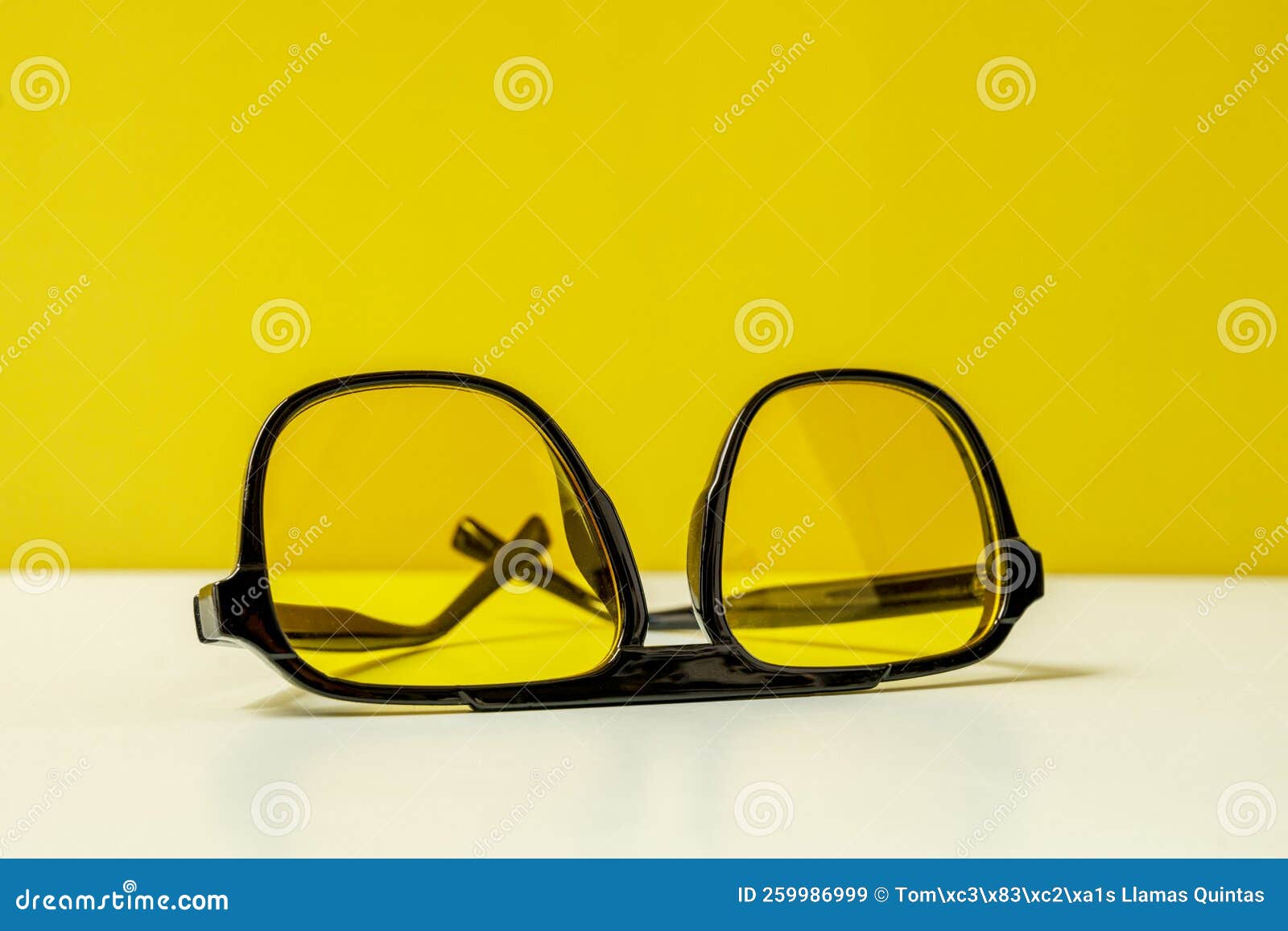 Black Frame Sunglasses with Yellow Lenses Stock Image - Image of vector ...