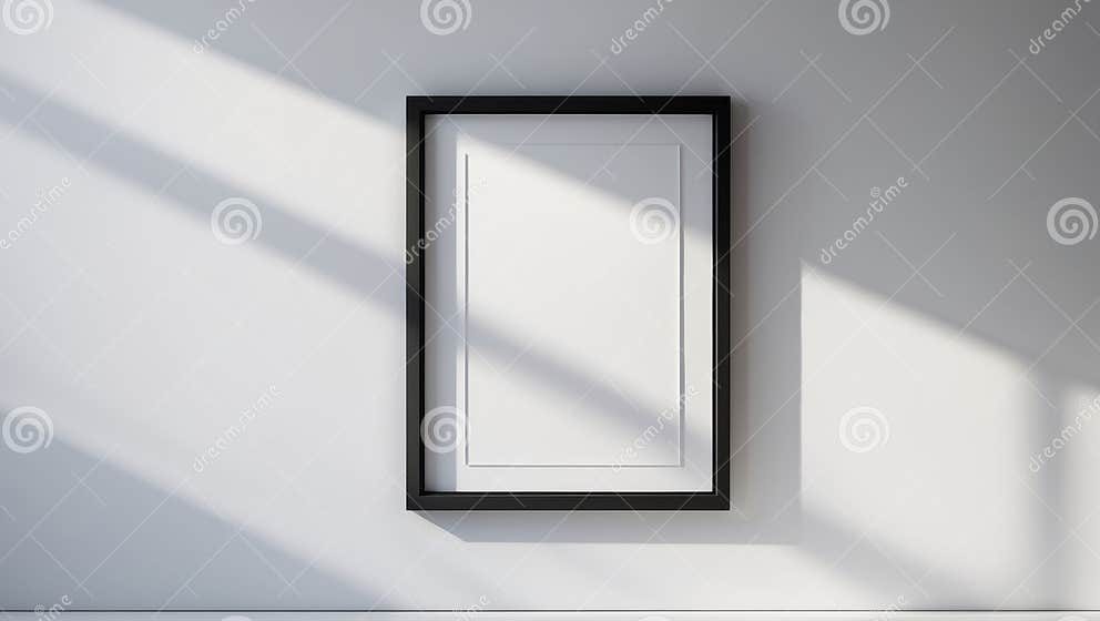 Black Frame Template on Wall for Mockup or Artwork Presentation Stock ...