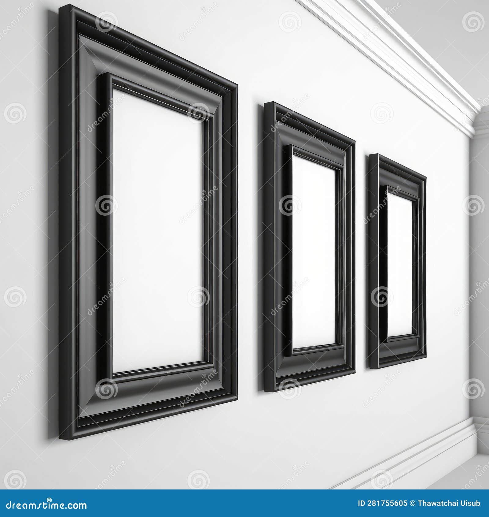 3 Black Frames on the Wall for Decoration. Stock Illustration ...