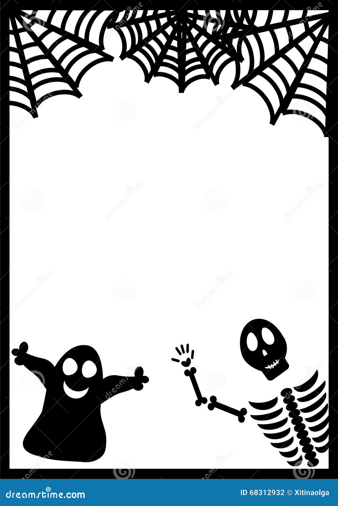 Black Framework, Border With Three Spiders And Web Stock Photography ...