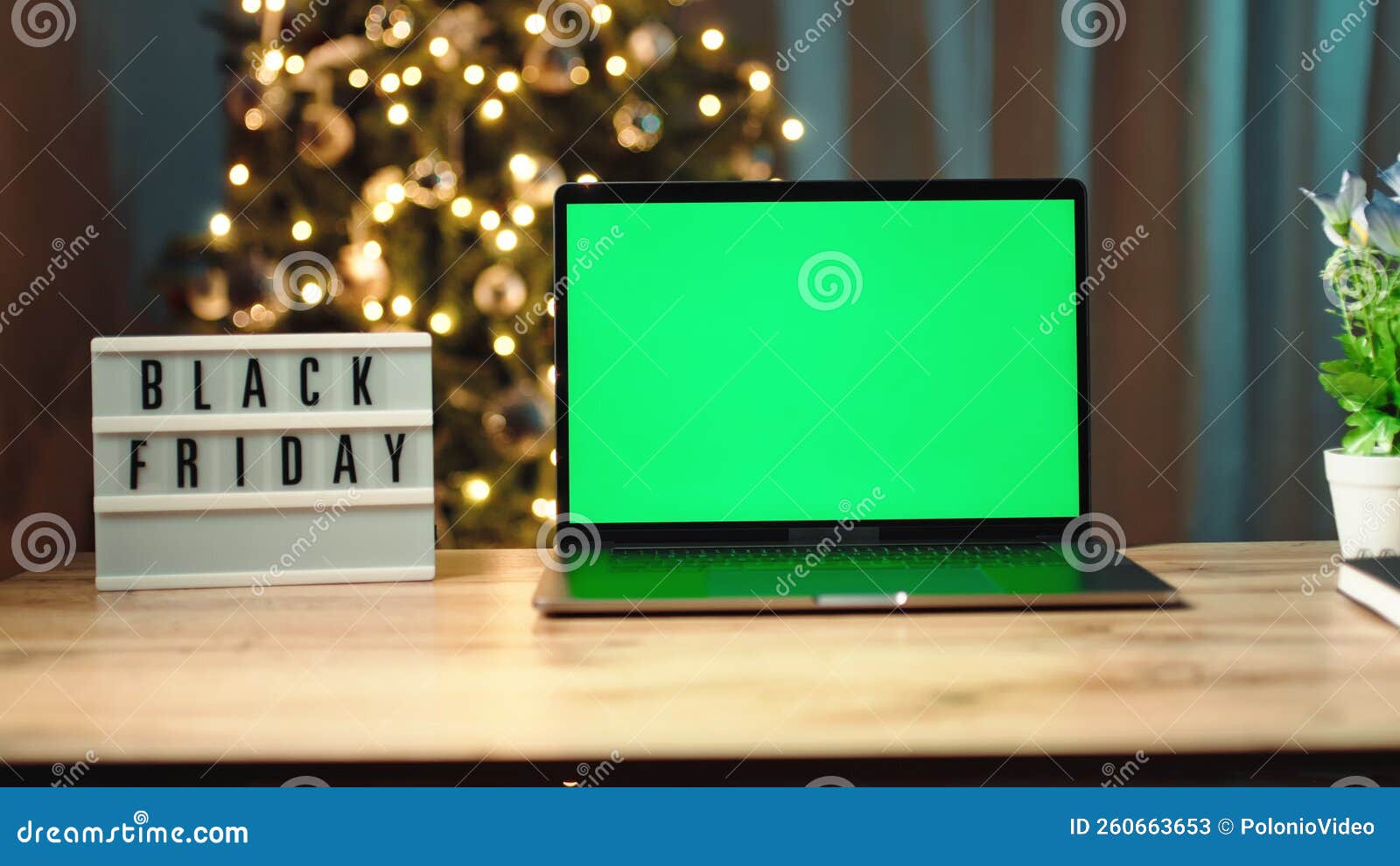 Black Friday Computer on the Table with Green Screen Stock Video ...