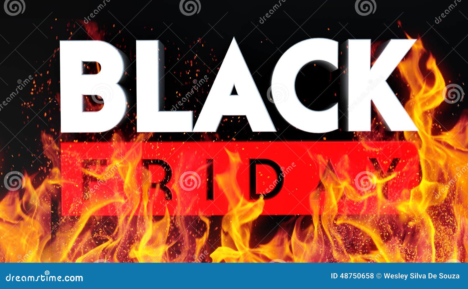 Black Friday 3D Fire on Black Background Stock Illustration ...