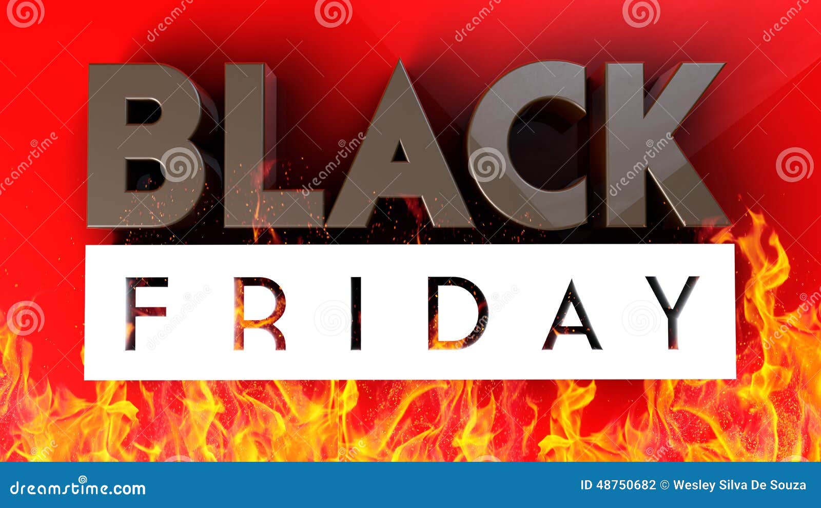 Black Friday 3D on Red Fire Background Stock Illustration ...