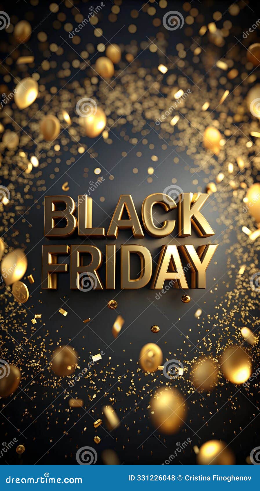 BLACK FRIDAY Golden Text on a Blurred Black Glitter Background Stock ...