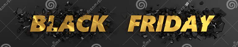 Black Friday Header with Golden Text and Exploding Background. 3d ...