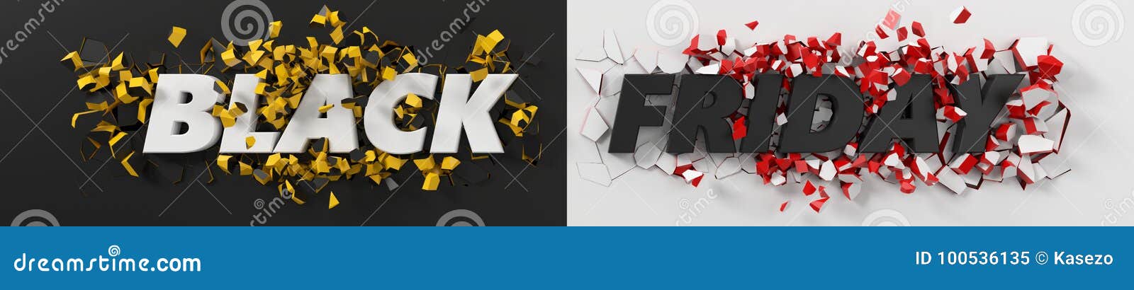 Black Friday Header with Text and Exploding Background. 3d Illustration ...