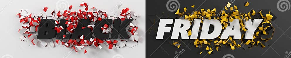 Black Friday Header with Text and Exploding Background. 3d Illustration ...