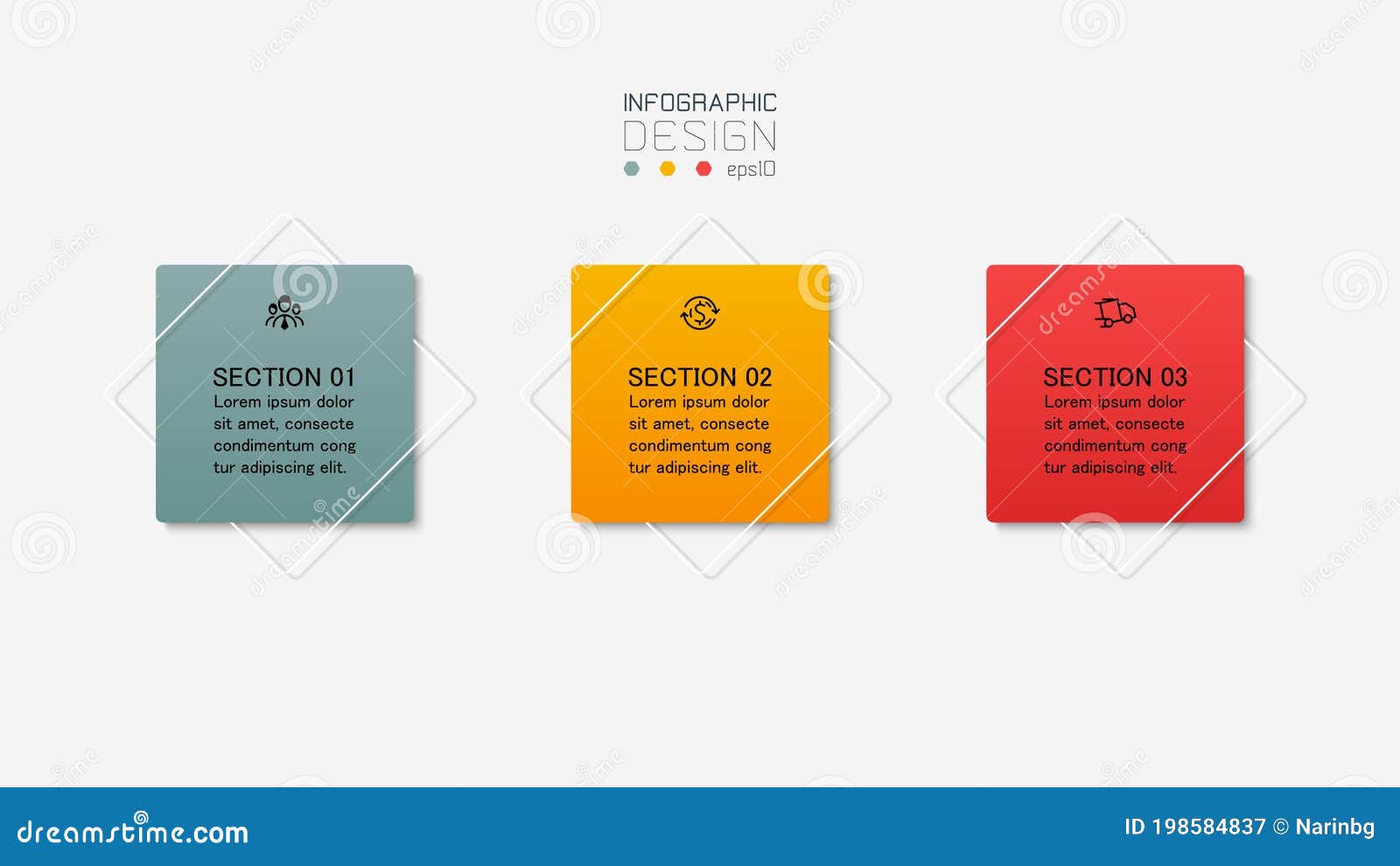 The Kite Square Design Has 3 Sections Use To Show Result Work Process ...