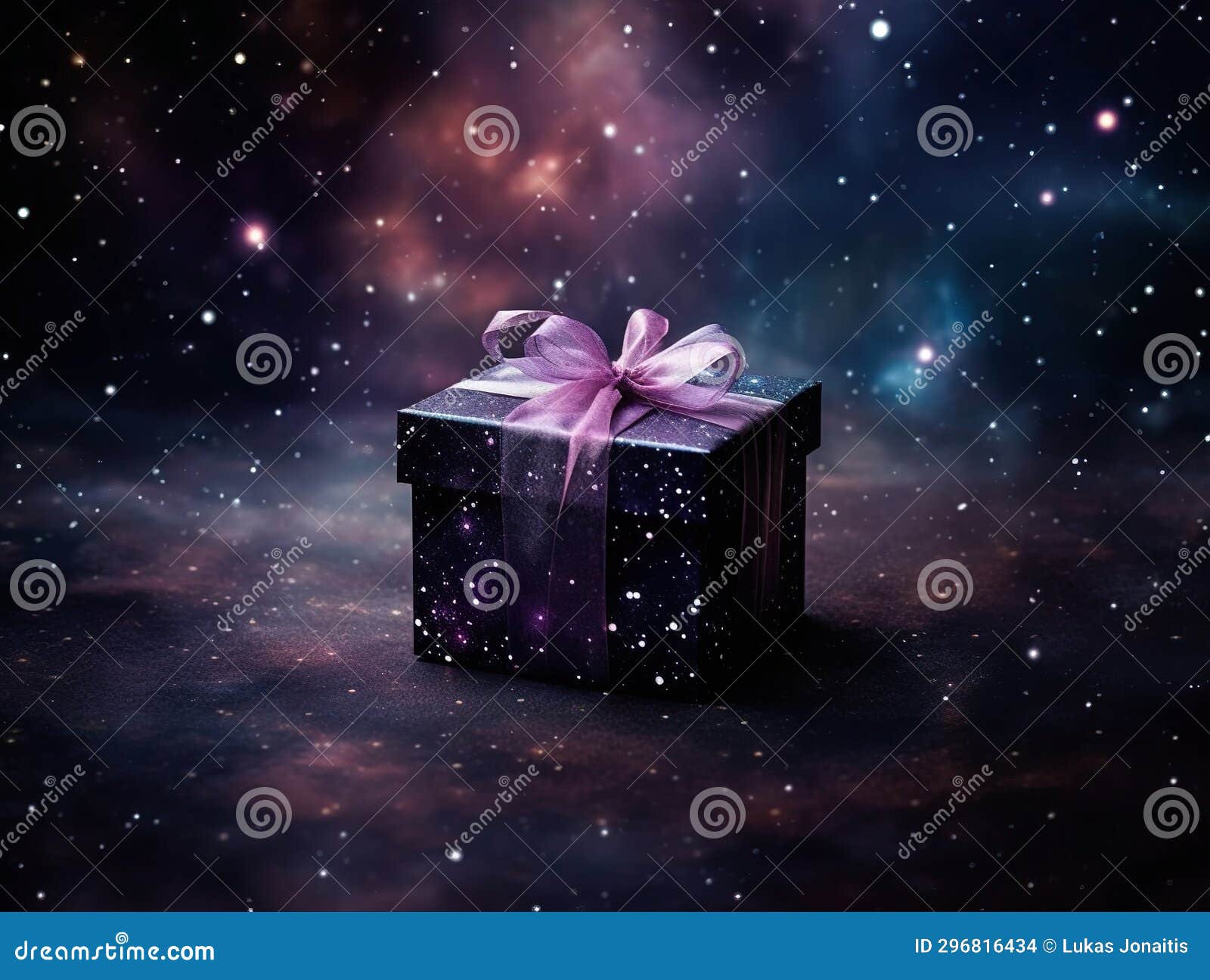 Black Friday. Black Present Box Floating in the Space. Cosmic Discounts ...