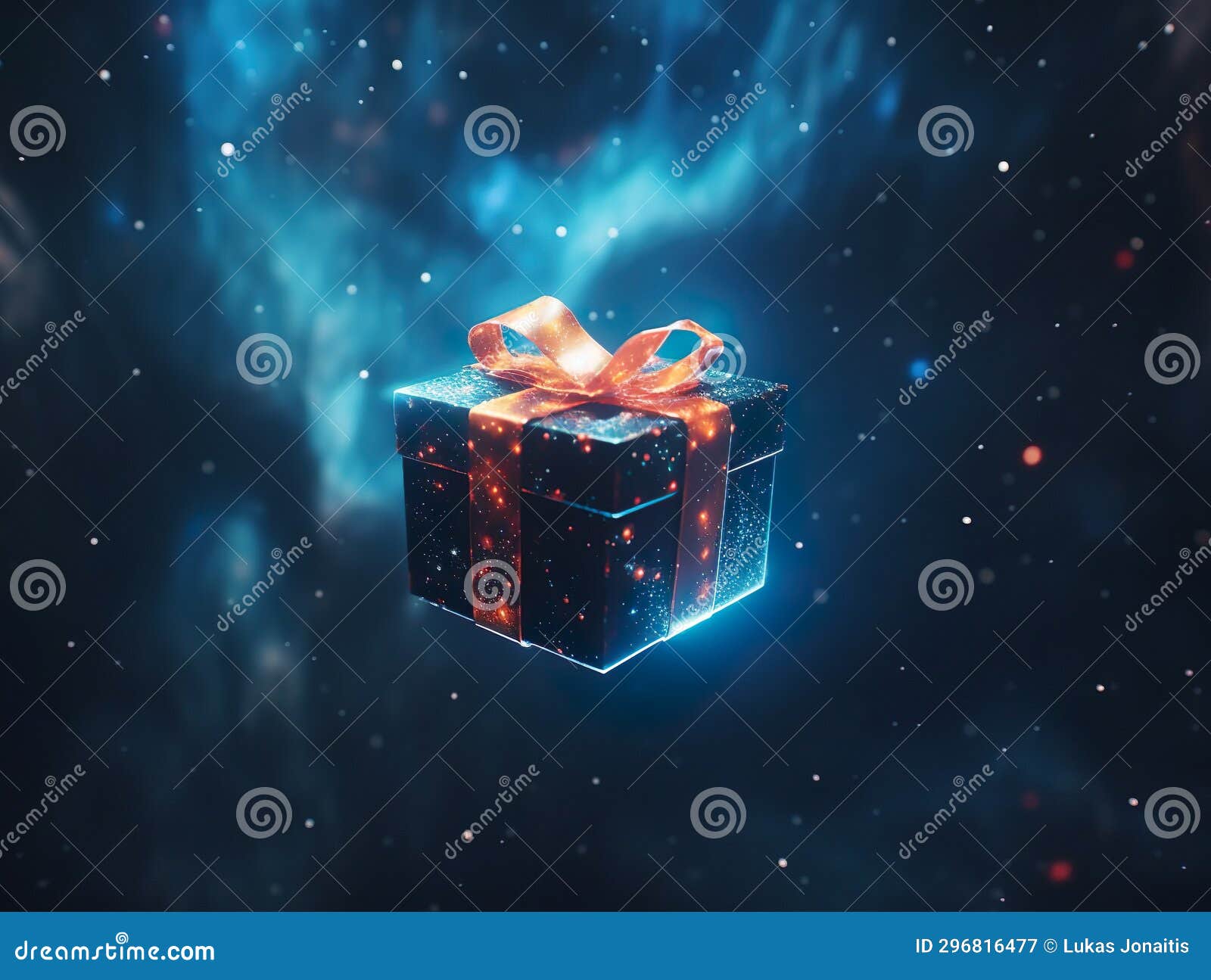 Black Friday. Black Present Box Floating in the Space. Cosmic Discounts ...