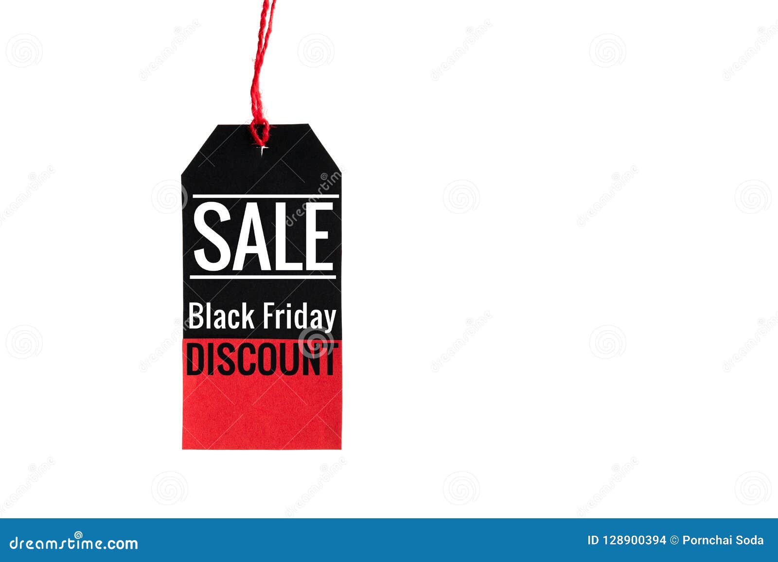 Black Friday. Black and Red Sale Tag on White Background Stock Photo ...