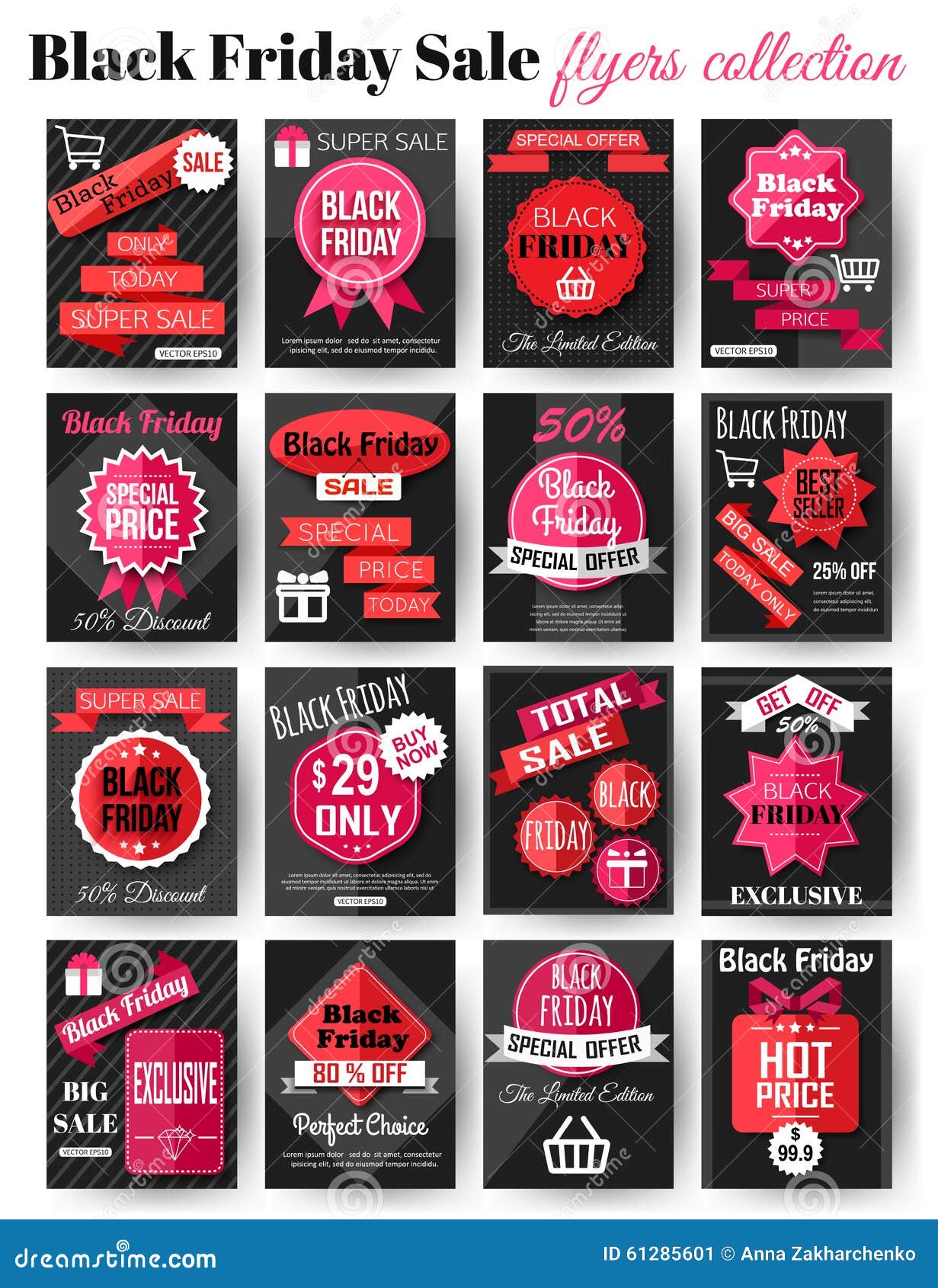 Black Friday Sale Flayers Collection Stock Vector - Illustration of ...