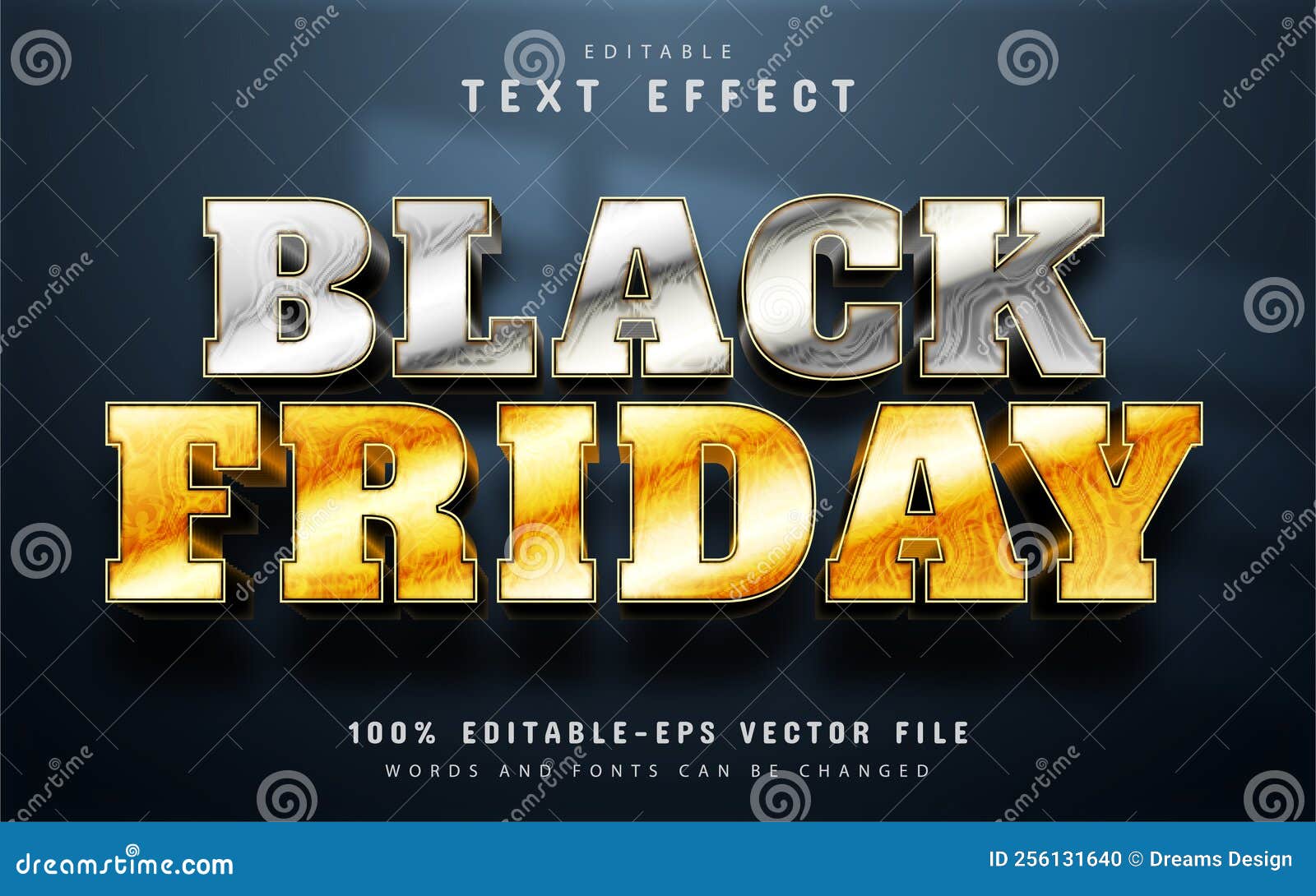 Black Friday, Silver and Gold Text Effect Editable Stock Vector ...