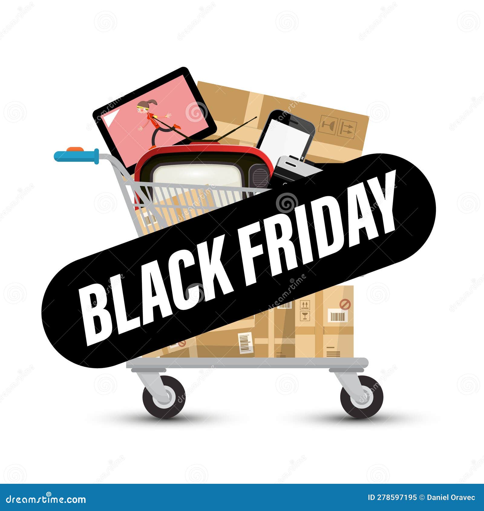 Black Friday Symbol with Shopping Cart Stock Illustration ...