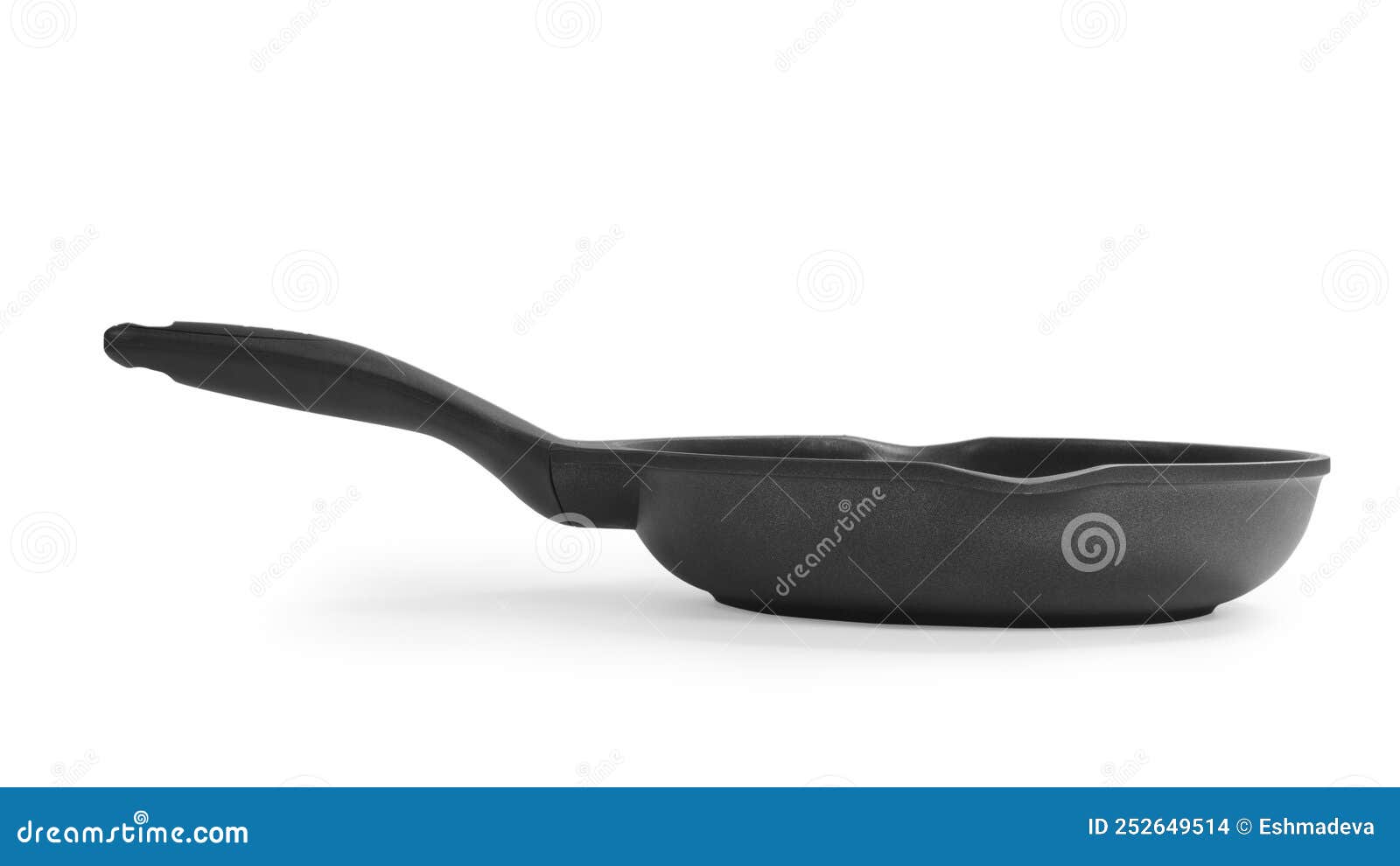 Black Frying Pan Side View Isolated on White with Clipping Path Stock ...
