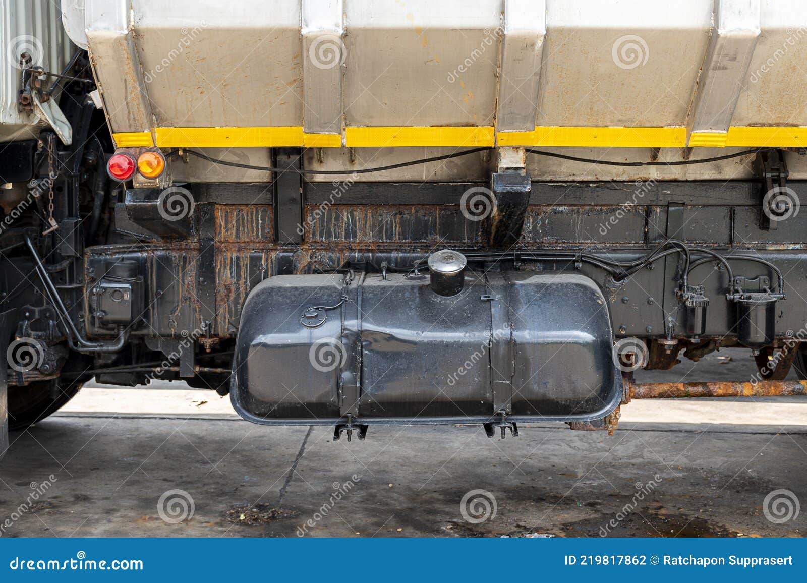 Black fuel tank of truck stock photo. Image of logistics - 219817862
