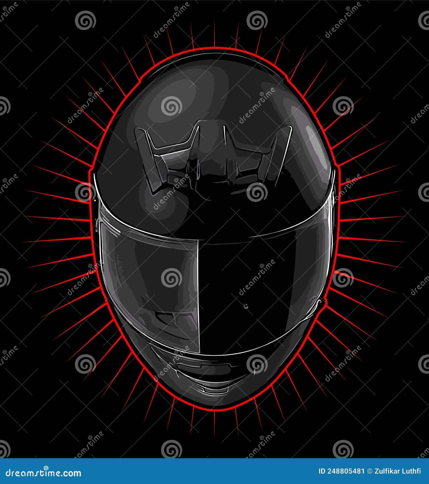 Black Full Face Helmet Front View Stock Vector - Illustration of organ ...