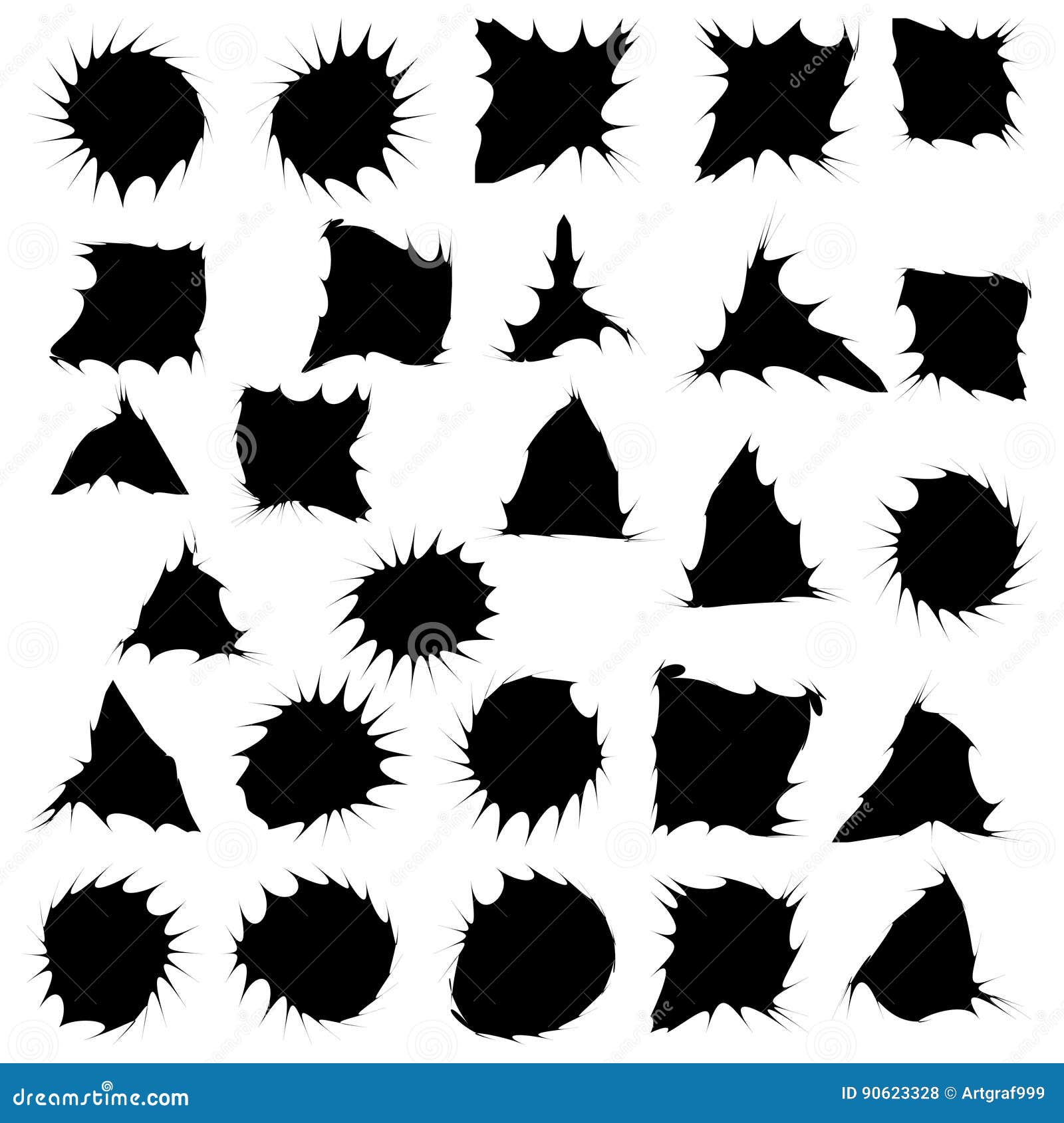 Black Funny Ink Blots Isolated Set Stock Vector - Illustration of funny ...