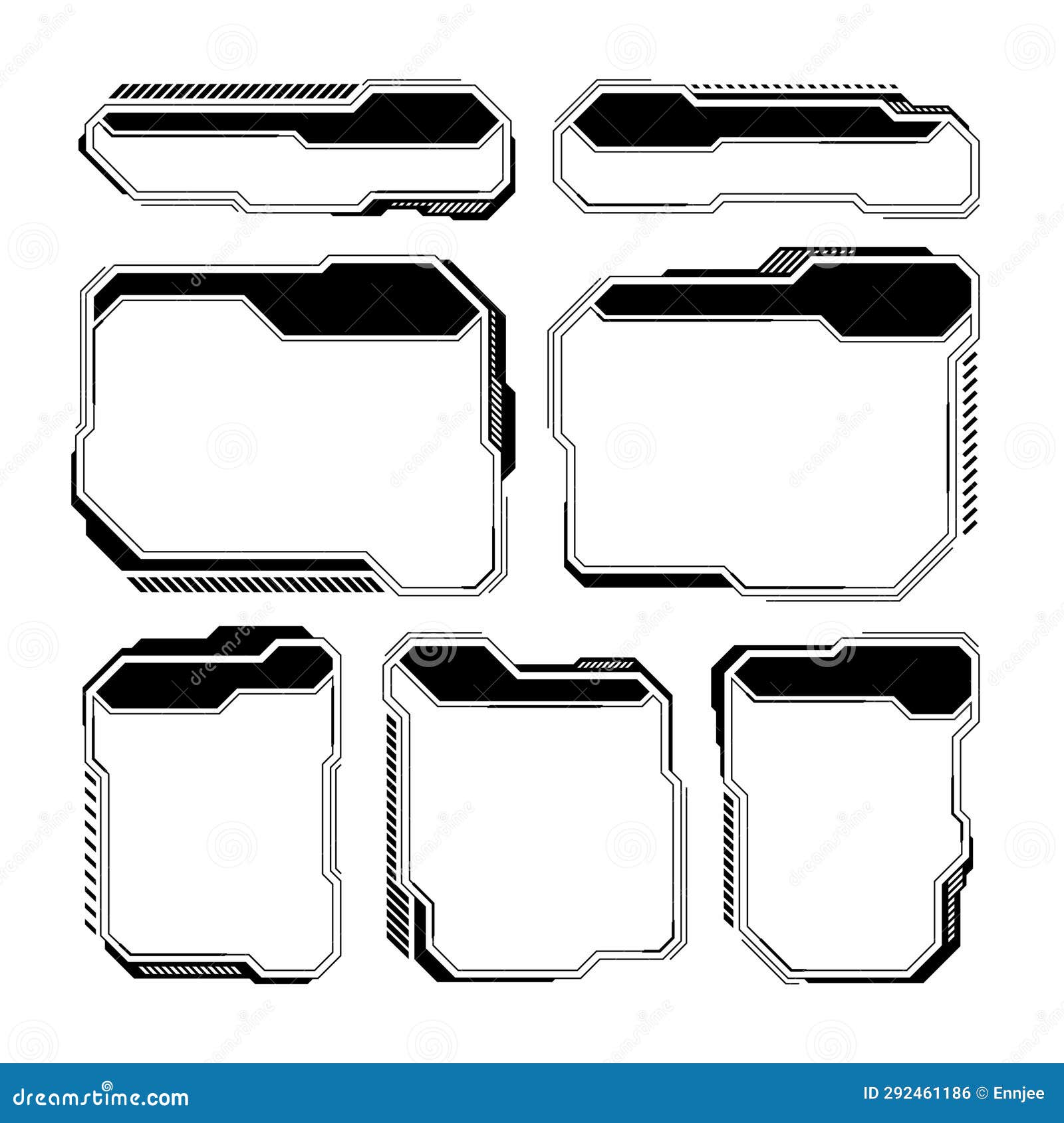 Black Futuristic HUD or UI Elements. Sci-fi User Interface Text Boxes ...