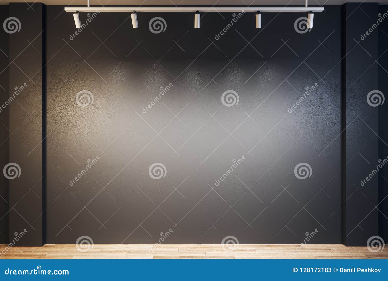 Black Gallery with Blank Wall Stock Illustration - Illustration of ...