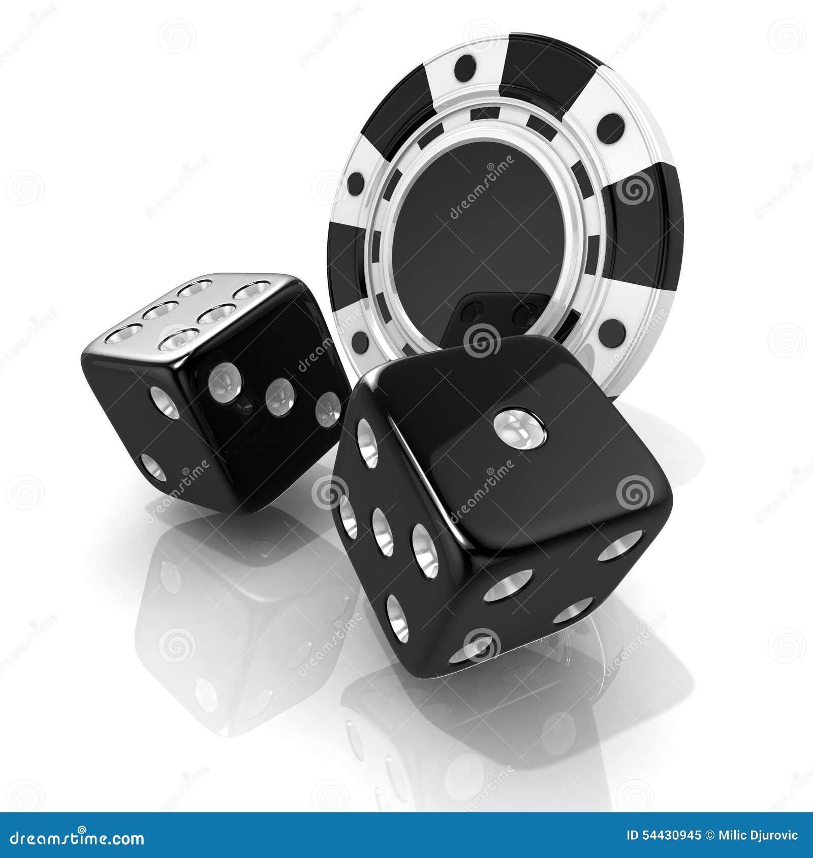 Black Gambling Chips and Dices Stock Illustration - Illustration of ...