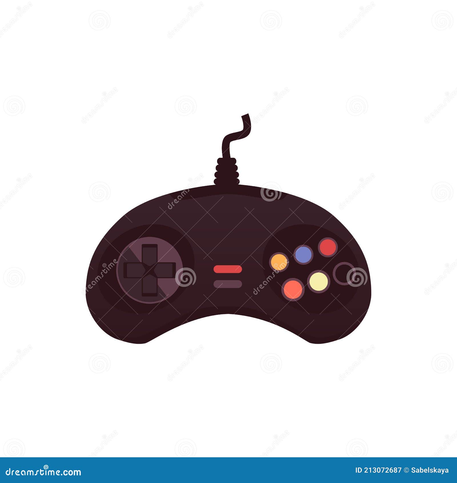 Black Game Controller in Shape of Crescent, Flat Vector Illustration ...