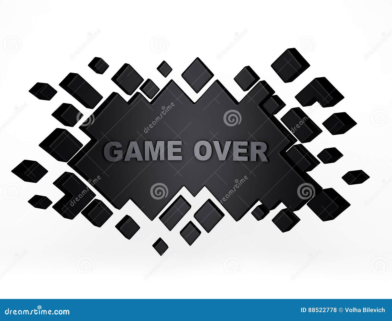 Black Game Over Geometric Background from Cubes. 3d Render Stock ...