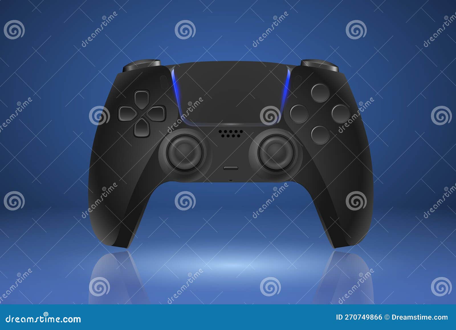 Black Gamepad on Blue Background. Stock Vector - Illustration of ...
