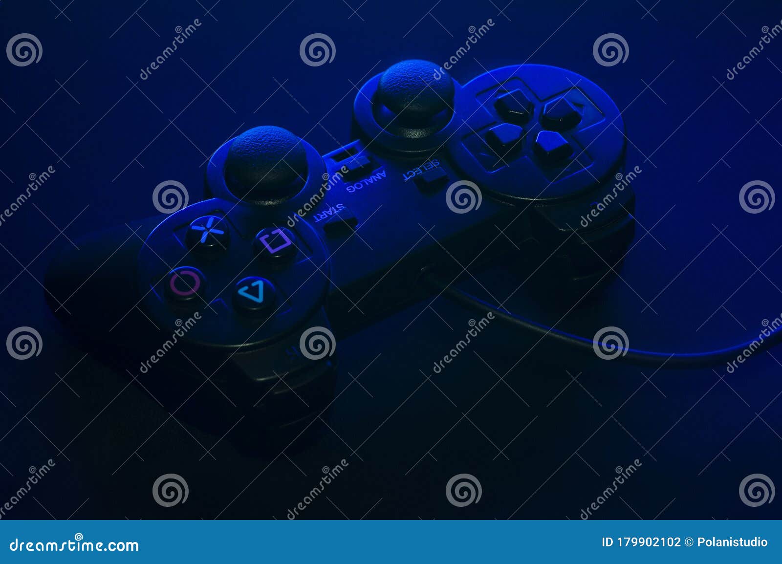 Black Gamepad with Blue Backlight and Beautiful Shadows Editorial ...