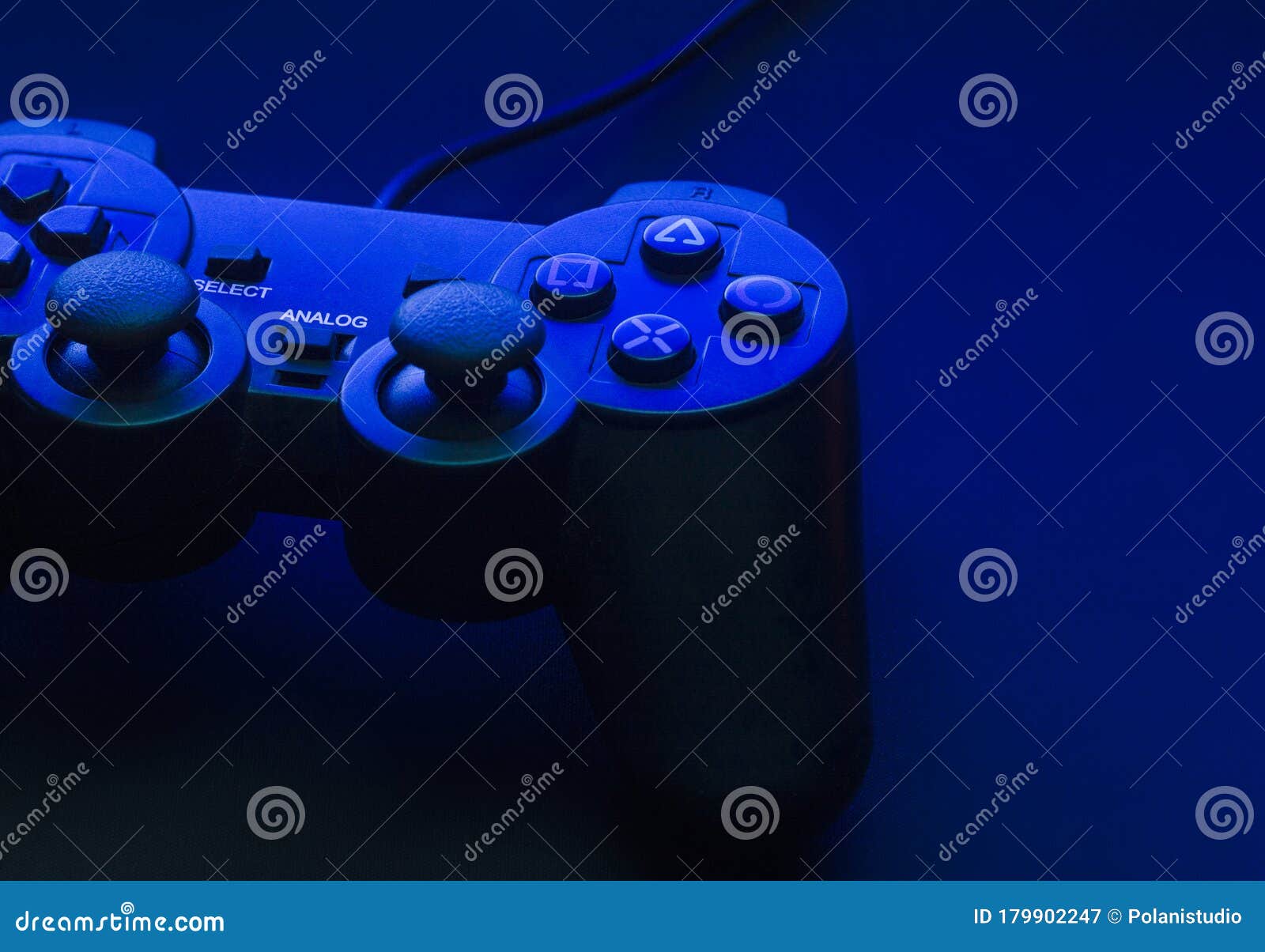 Black Gamepad with Blue Backlight and Beautiful Shadows Editorial ...